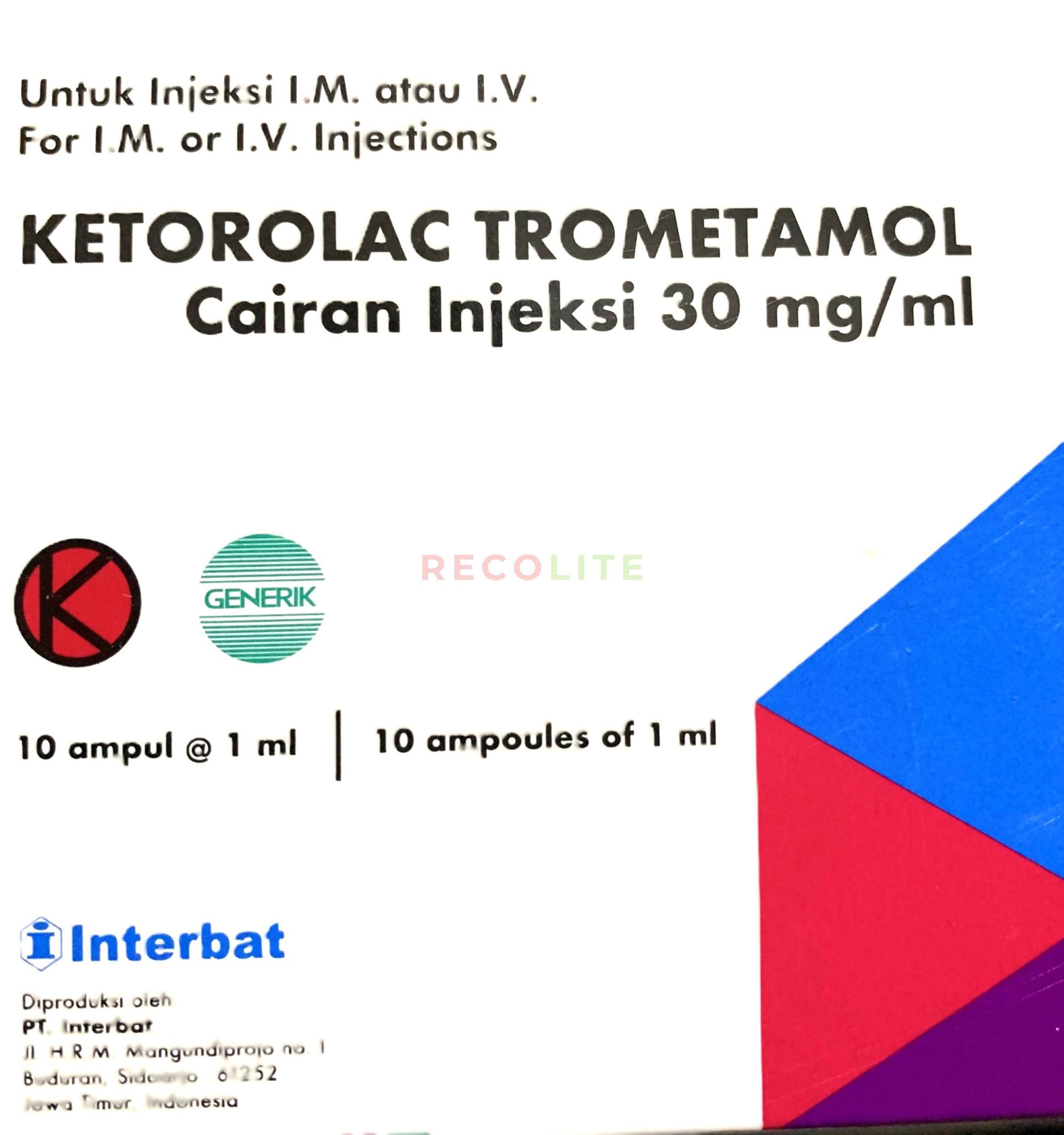 KETOROLAC 30MG INJ INTERBAT BOX/10 AMP – Recolite Online Order Pharmacy
